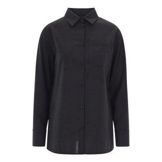Max Mara Klassisches Wollhemd mit Kn&ouml;pfen - - Blouses & Shirts - Damen - Grau - S
