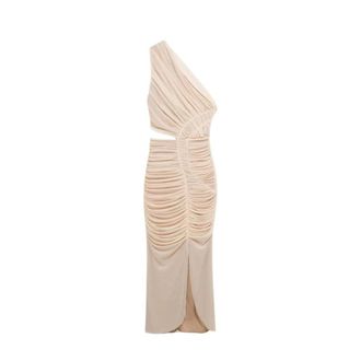 SIMKHAI Durchsichtige Overlay Midi Kleid mit Ausschnitt - - Dresses - Damen - Beige - XS