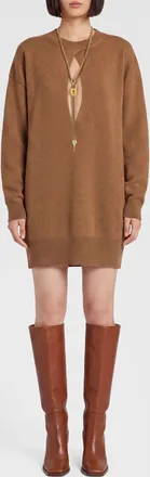 Elisabetta Franchi Mini-robe en maille avec d&eacute;coupes et applications bijoux