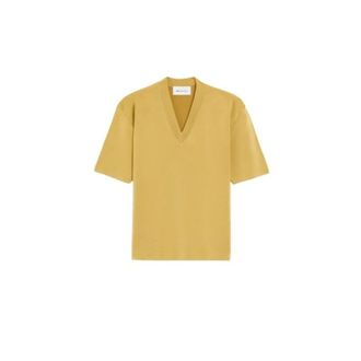 Ami Femme, Pulls, Jaune, Taille: 34 FR Pull &agrave; Manches Courtes et Col en V