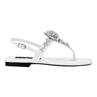 Philipp Plein Sandalen Flat Crystal Skull mit Kristallen - - Shoes - Damen - Wei&szlig; - 35 EU