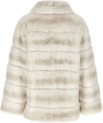 Yves Salomon Quilted Rabbit Fur Coat - Cream