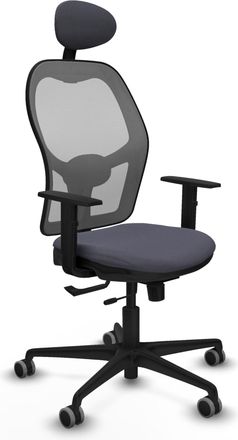 Piqueras y Crespo Hellgrauer Chorquera Stuhl mit 1D-Armen, h&ouml;henverstellbarer Lendenwirbelst&uuml;tze und festem Kopfteil, ausgestattet mit Syncro/Traslack und injiziertem S