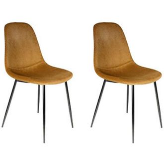 AC-D&eacute;co Ac-Deco - Lot de 4 chaises en velours c&ocirc;tel&eacute; jaune moutarde - Hauteur dassise 48 cm - Dimensions 87x42x44 cm - Confort et charme pour votre int&eacute;rieur