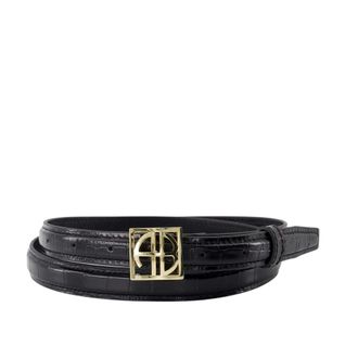 Anine Bing Ceinture Monogramme en Cuir Noir - Femme - Accessoires - Noir - Taille: M/L