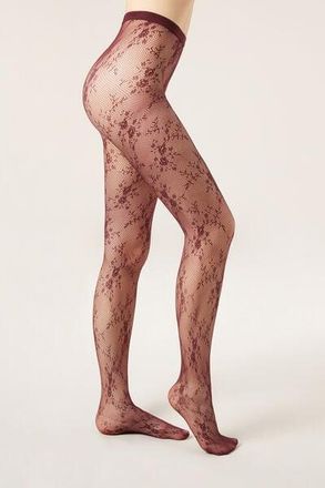 Calzedonia Strumpfhose Aus Blumenspitze Rot