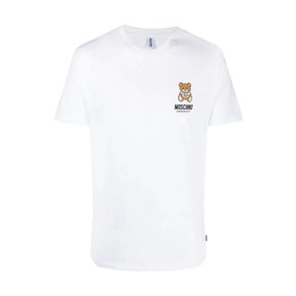 Moschino Homme, Tops, Blanc, Taille: 2XL T-shirt en coton stretch blanc