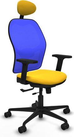 Piqueras y Crespo Drehstuhl mit 2D-Armen, h&ouml;henverstellbare Lendenwirbelst&uuml;tze und festes Kopfteil, ausgestattet mit Syncro/Traslack und eingespritztem Schaumstoff, Bla