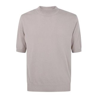 Zanone Pull en maille &agrave; col mock manches courtes Lupetto MC - Homme - Pulls - Brun - Taille: L