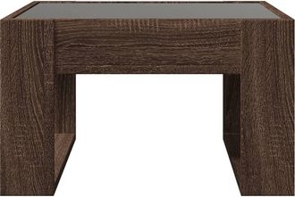 Generic Moderner Couchtisch mit LED-Licht, Glasplatte und MDF-Rahmen, Zeitgen&ouml;ssischer Wohnzimmer-Mitteltisch mit Stilvollen Beleuchteten Akzentm&ouml;beln (Braune