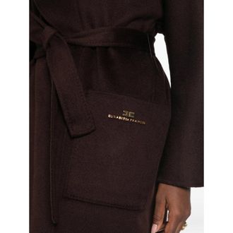 Elisabetta Franchi Belted Wool Coat - Brown