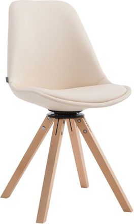 Clp Besucherstuhl Calais Mit Kunstlederbezug Und Holzgestell | Drehbarer Lehnstuhl mit eckigen Holzbeinen | Buchen- oder Eichenholzgestell, Farbe:Creme, G