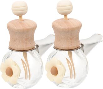 BESPORTBLE 2 ST&Uuml;CK Auto Diffuser Flasche Transparent mit Vent Clip Nachf&uuml;llbar Walnussholz Deckel Milchtee farbener Stil Tragbarer Aromatherapie Lufterfrischer f