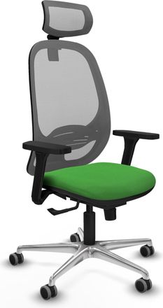 Piqueras y Crespo Callcenter-Stuhl mit 3D-Armlehnen, h&ouml;henverstellbarer Lendenwirbelst&uuml;tze und h&ouml;henverstellbarem Kopfteil, Grau/Gr&uuml;n