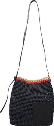 Jil Sander Hommes Sac Bandouli&egrave;re Raphia Noir/Rouge