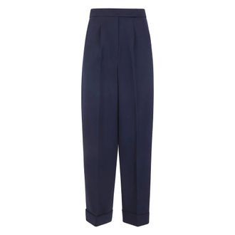 Max Mara Femme, Pantalons, Bleu, Taille: 36 FR Pantalon en laine taille haute