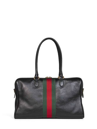 Gucci Womens Large Satchel Bag Borsetto Black Calfskin Shoulder