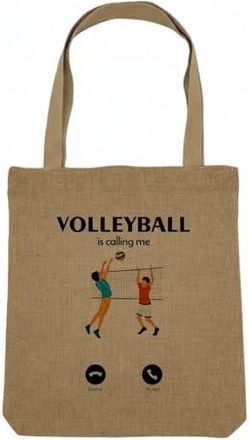 Fabulous Sac Shopping Tote Bag Aspect Lin - Volleyball Is Calling Me Sport Beach Volleyball - Sac de Courses Toile Epaisse 360g Beige Naturel Cabas Port&eacute; Epaul