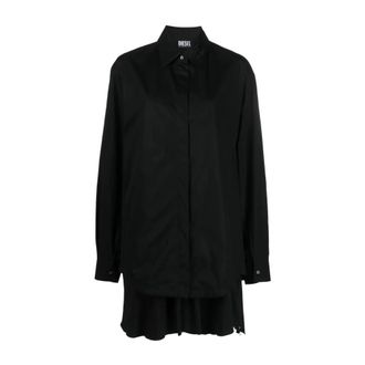 Diesel L&auml;ssiges lang&auml;rmeliges schwarzes Baumwollhemd - - Blouses & Shirts - Damen - Schwarzk - XS