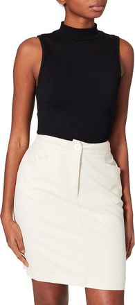 Love Moschino Skirt with 5 Pocket Construction in Stretch Blended Wool Viscose Textured Fabric with golden Heart Embroidery Above Rear Welt Pocket