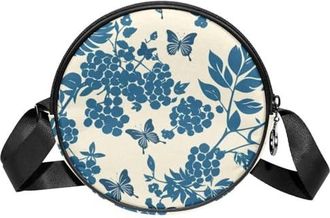 Generic Petit sac &agrave; bandouli&egrave;re Circle pour femme, motif feuille artistique, sac &agrave; dos avec fermeture &eacute;clair, bretelles r&eacute;glables, sac &agrave; main rond d&eacute;contract&eacute;