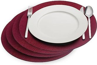 Westmark Tischsets Cozy - Set aus 4 runden Platzdeckchen, edles Platzset als Tischunterlage, für Esstisch Zuhause oder Gastronomie - Polyester, Ø 35 cm, Rot