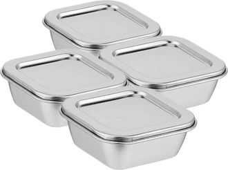 Cabilock Edelstahl Probenaufbewahrungsbox 4 Stück Luftdichte Lebensmittelbehälter Tragbar 300 Ml Für Schule Und Labor