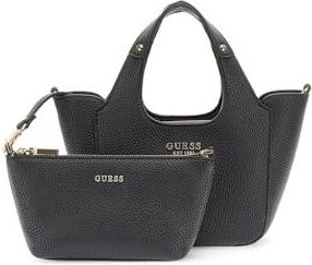 Guess Calista 2 in 1 Mini Tote, Sac fourre-Tout, bandouli&egrave;re Femme, Noir, Taille Unique