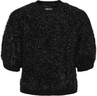 Pieces Pcfee SS O-Neck Knit, Noir, XL