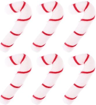 TOPBATHY 6st&uuml;cke DIY-weihnachtsdeko aus Filz in Zuckerstangenform Mini-Christbaumschmuck H&uuml;bsche Anh&auml;nger f&uuml;r Handys Scrapbooks und Mehr