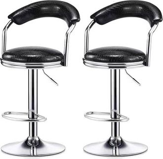 Generic Set mit 2 H&ouml;henverstellbaren Barhockern mit 360&deg;-Drehfunktion, Gepolstertem Kunstlederbezug und R&uuml;ckenlehne f&uuml;r Esszimmer und Bar, 60-80 cm