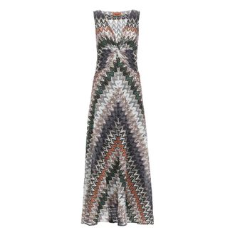 Missoni Femme, Robes, Multicolore, Taille: 36 FR Robe Longue Sans Manches avec Encolure &agrave; Nouer