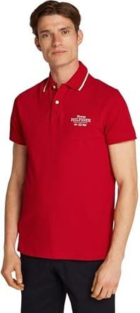 Tommy Hilfiger Polo Manches Courtes Homme Left Chest Graphic Regular Fit, Multicolore (Medium Red), 3XL