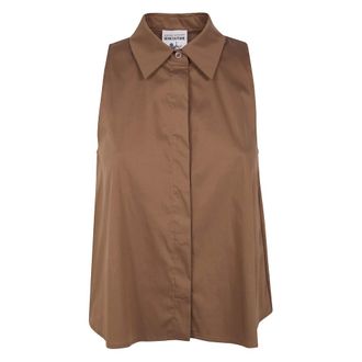 Semicouture Femme, Tops, Brun, Taille: 34 FR Mini-top en popeline de coton