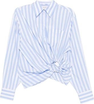 Sportmax Femme, Blouses et Chemises, Bleu, Taille: 38 FR Palmizi Cropped Cotton Shirt
