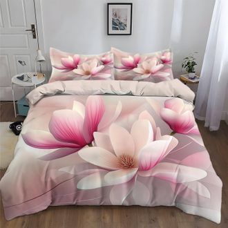 Generic Magnolie Bettw&auml;sche Set 200 x 200 cm, Weiche Atmungsaktiv Polyester Baumwolle Wende Bettbezug f&uuml;r Jungen M&auml;dchen Kinder Teenager Schlafzimmer Dekor - 