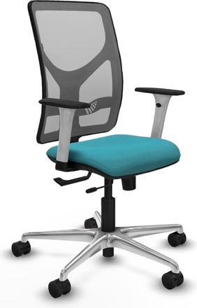 Piqueras y Crespo Schreibtischstuhl T&uuml;rkis, mit wei&szlig;en und schwarzen Armlehnen, h&ouml;henverstellbare Lendenwirbelst&uuml;tze, ausgestattet mit Syncro/Traslack und Schneideschau