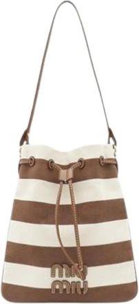 Miu Miu Sac seau doccasion en toile - Femme - Pre-owned - Brun - Taille: ONE Size