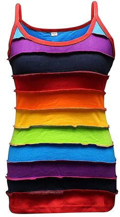 Shopoholic Fashion Damen mit Regenbogenstreifen Hippie Stil Tanktop, 3XL