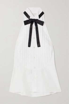 Ralph Lauren Collection Sorrento Neckholder-oberteil Aus Baumwollpopeline Mit Biesen, Schleife Und Verzierungen - Wei&szlig;