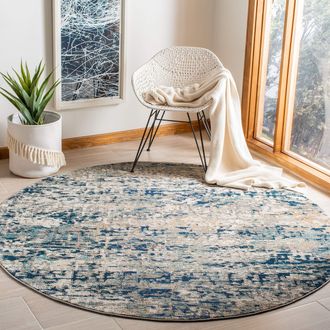 Safavieh Madison Collection MAD460K Modern Contemporary Abstract Area Rug, 3 Round, Grey/Blue