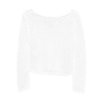 Pinko Pinko, Femme, Pulls, Gris, Taille: 38 FR Pull Effet Crochet avec Sequins