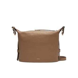Furla Schultertasche aus glattem Leder - - Bags - Damen - Beige - ONE SIZE