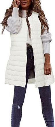 Generic Vestes dhiver longues pour femmes 2026 manteau fin et l&eacute;ger en duvet d&eacute;contract&eacute; mince et matelass&eacute; veste dext&eacute;rieur avec poches, blanc, XS