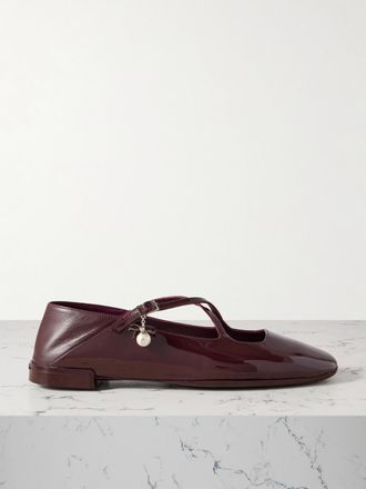 Jimmy Choo London Ballerines Convertibles En Cuir Verni À Ornements Eleri - Bordeaux