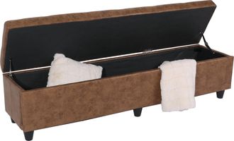 Mendler Aufbewahrungs-Truhe Sitzbank Bank Kriens XXL, Stoff/Textil, 180x45x45cm - Wildlederimitat