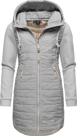 Ragwear Damen &Uuml;bergangsmantel Lange leichte Steppjacke mit Kapuze und weichen &Auml;rmeln Lucinda Long White22 Gr. XL