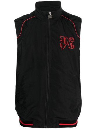 Palm Angels gilet Paddock &agrave; logo brod&eacute; - Noir