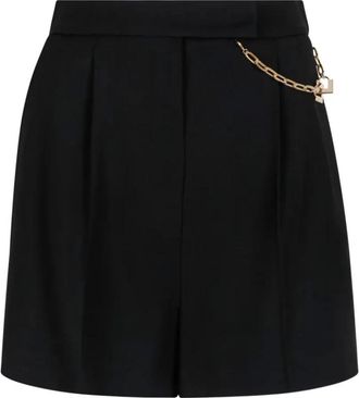Elisabetta Franchi Femme, Shorts, Noir, Taille: 38 FR Shorts en gabardine avec logo bijou