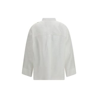 Max Mara Womens White Linen Dress Shirt